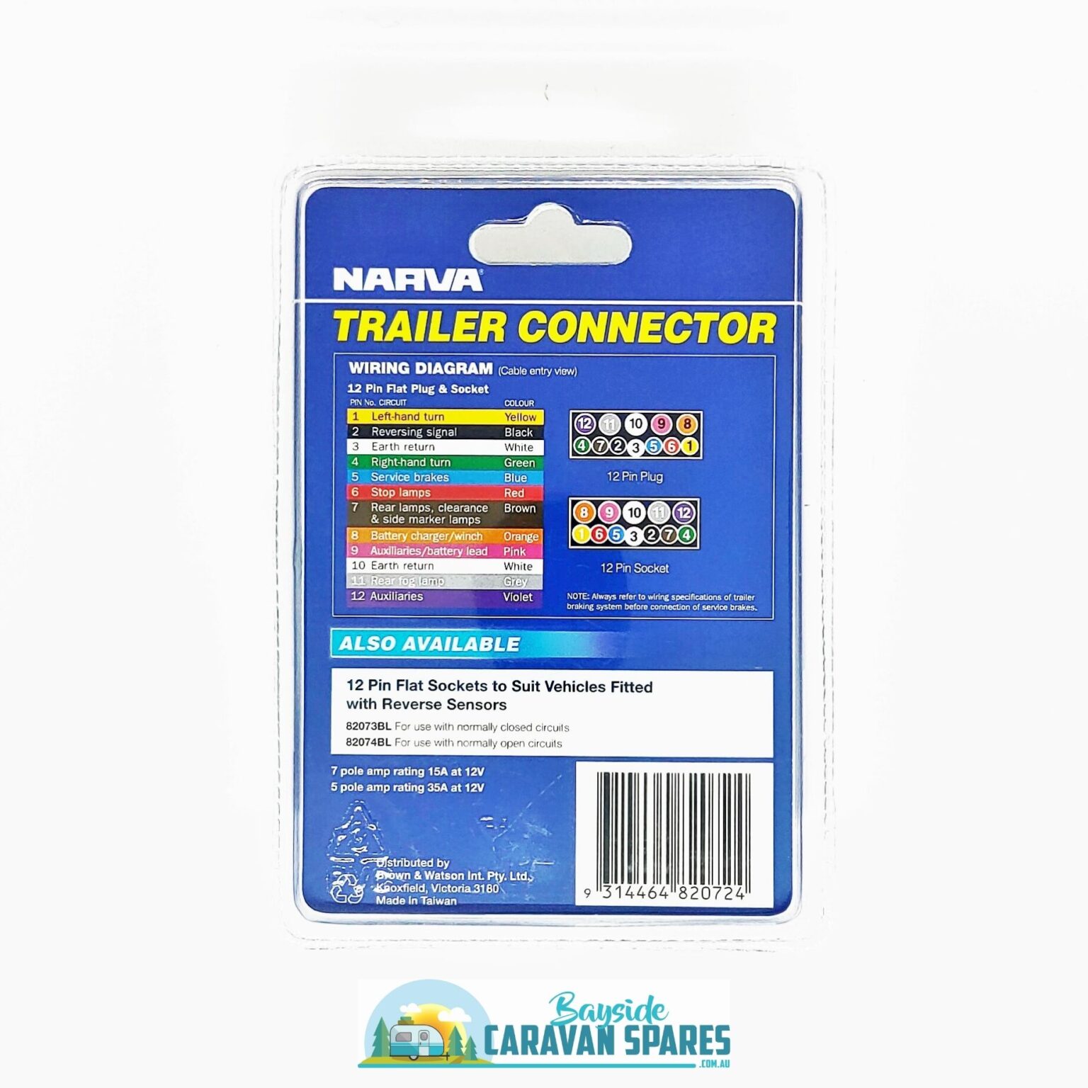 Trailer Caravan Adaptor 12 Pin Male Plug Flat to 7 Pin Female Flat ...