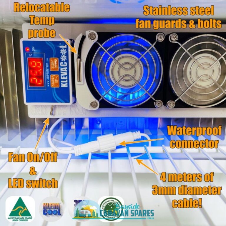 Klevacool™ 3DPrintRV Caravan Fridge Internal Fan Kit-2 Fans- 100 litres ...